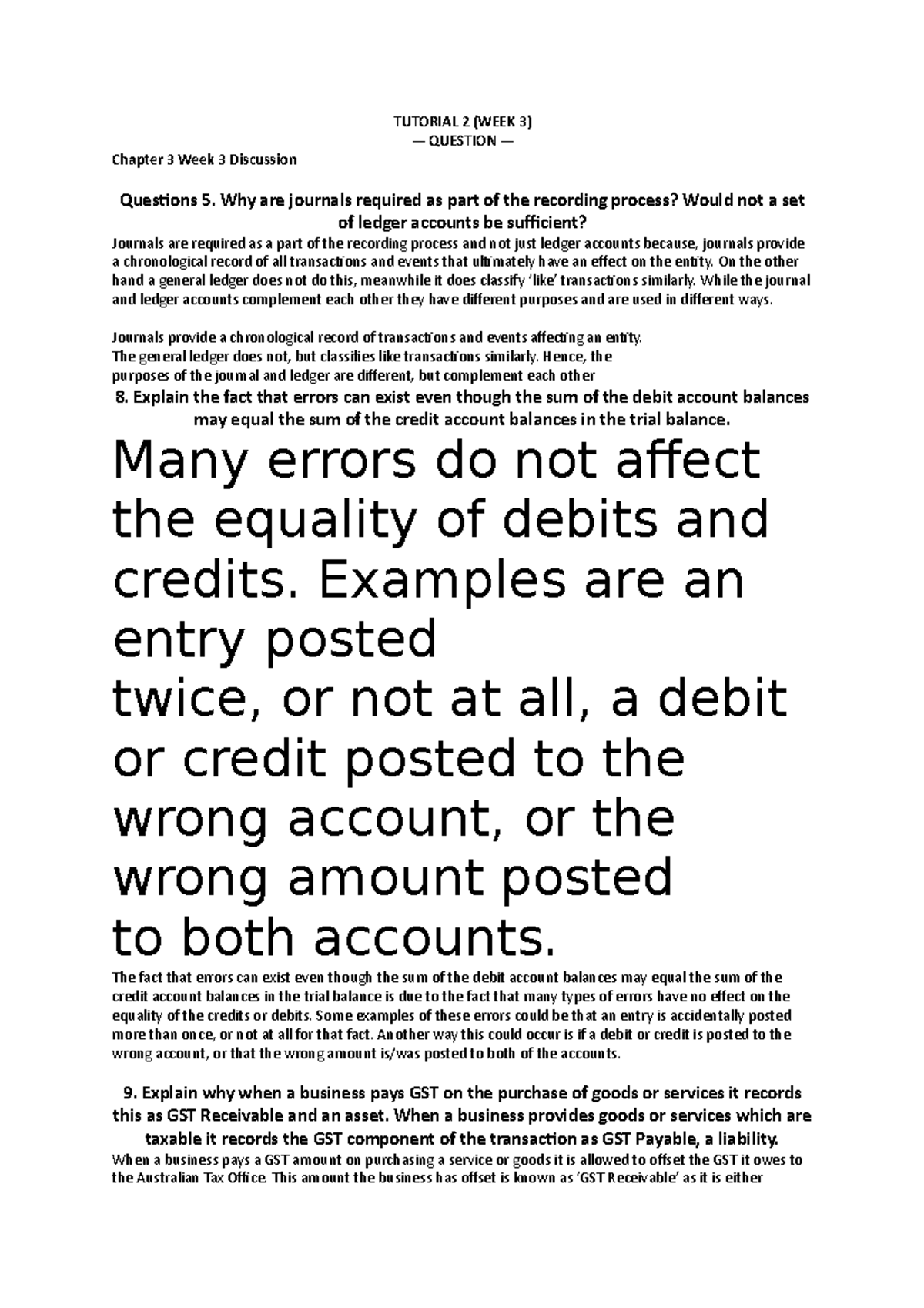 Tutorial 2 (Week 3) - Accounting - TUTORIAL 2 (WEEK 3) — QUESTION ...