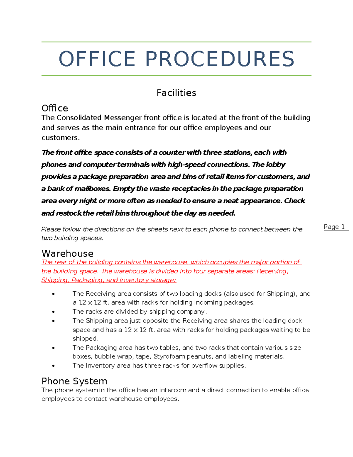 My Office - ... - Page 1 OFFICE PROCEDURES Facilities Office The ...