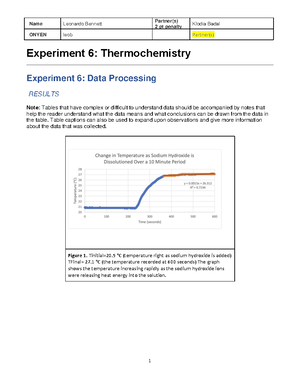 Experiment 1 Pre lab - Name Leonardo Bennett UNC onyen leob Experiment ...