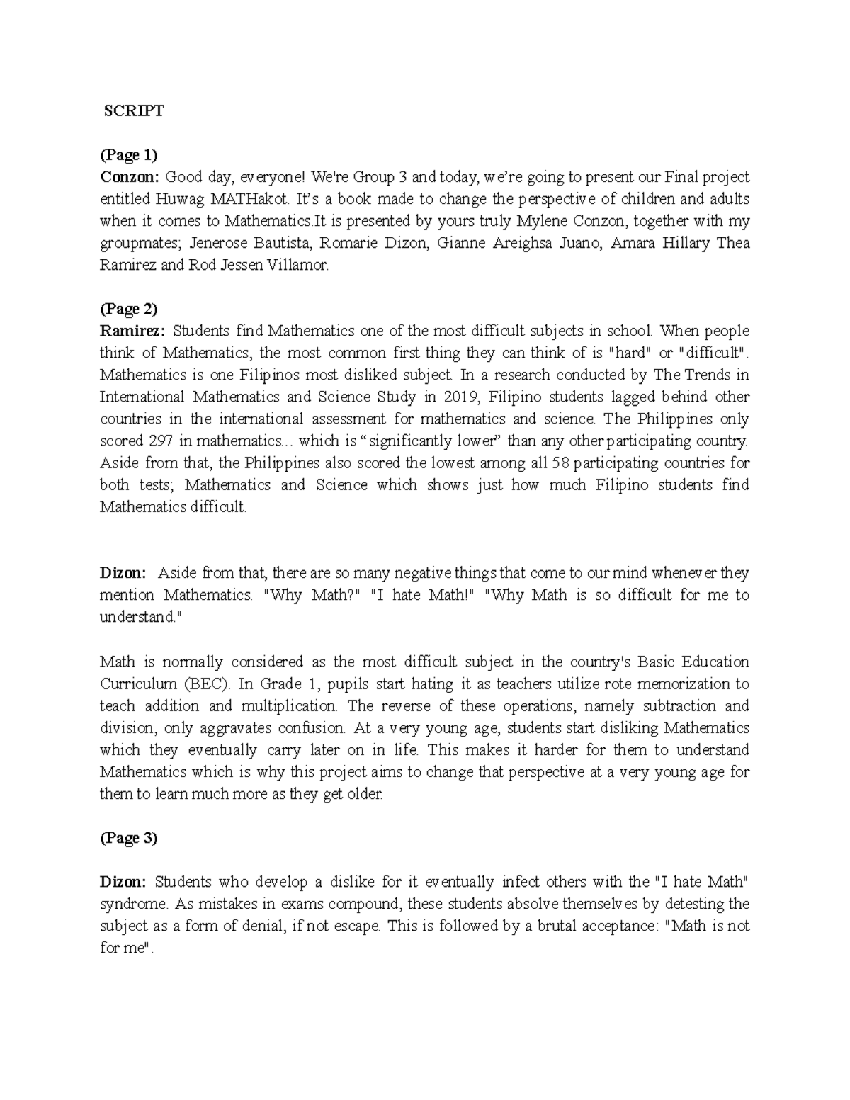 MMW Project Script 1 - mathematics in modern wold - SCRIPT (Page 1 ...