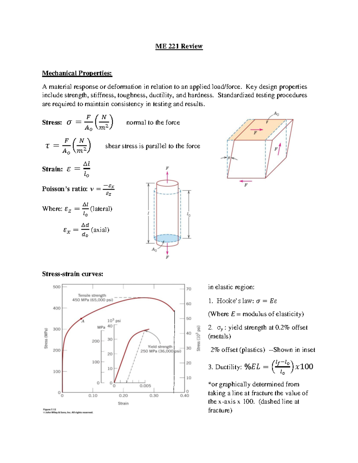 Final Exam NotesNotes for final exam - ME 221 Review Mechanical ...