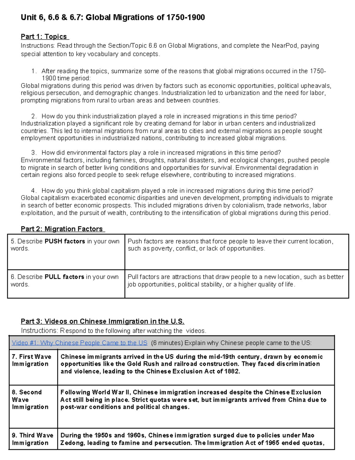 Unit 6 - Global Migrations Activity 1750-1900 - Unit 6, 6 & 6: Global ... Unit 6 - Global Migrations Activity 1750-1900 - Unit 6, 6 & 6: Global ...