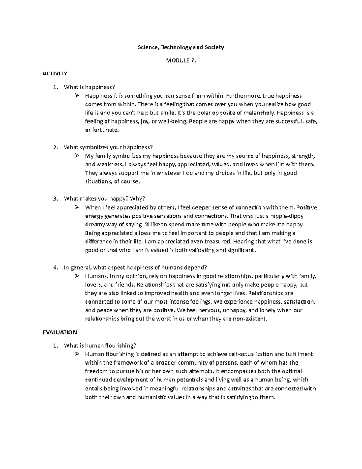 STS - Module 7 - Human Flourishing in Terms of Science and Technology ...