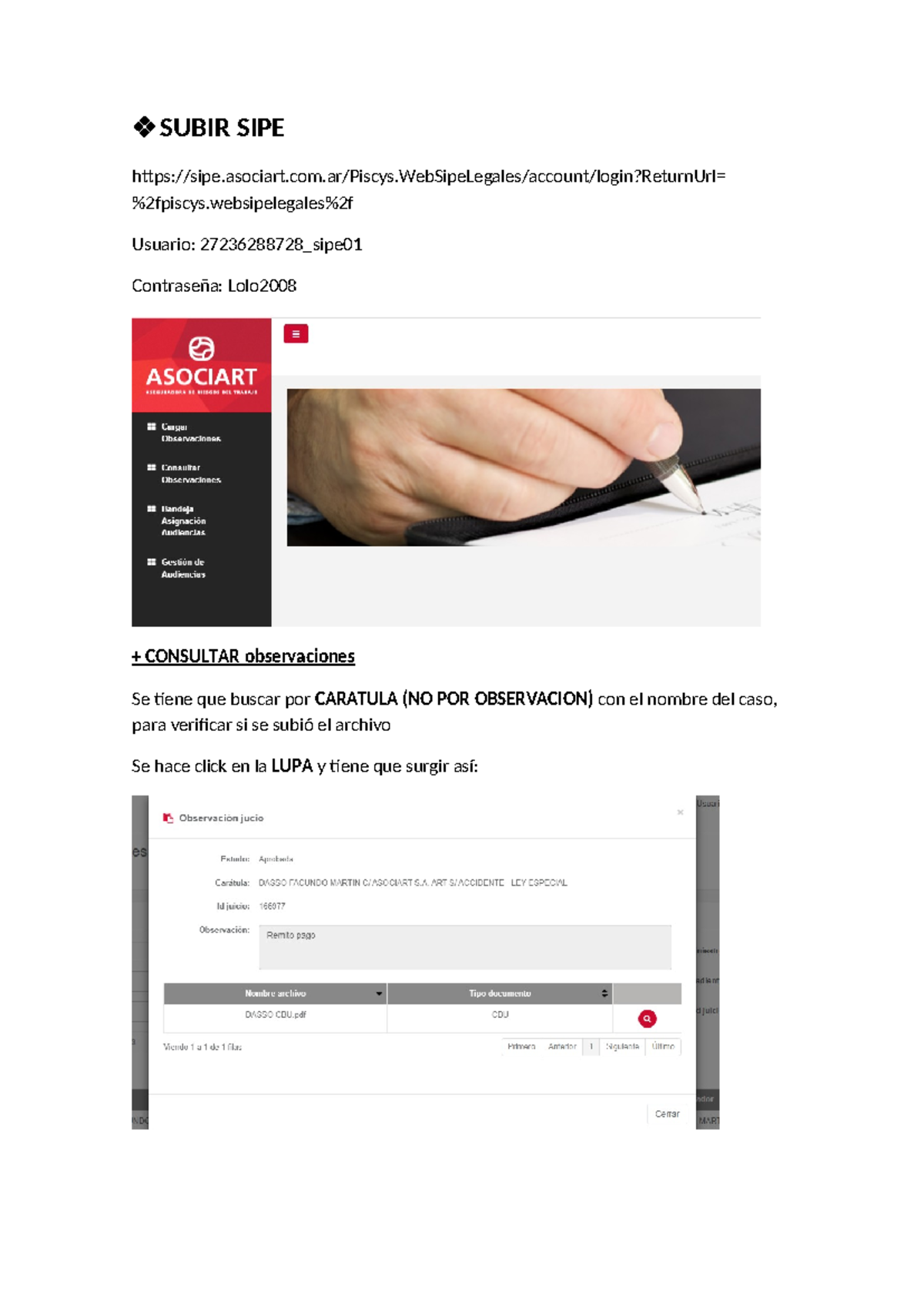 SIPE - Pericias - Pagos - SUBIR SIPE - Studocu