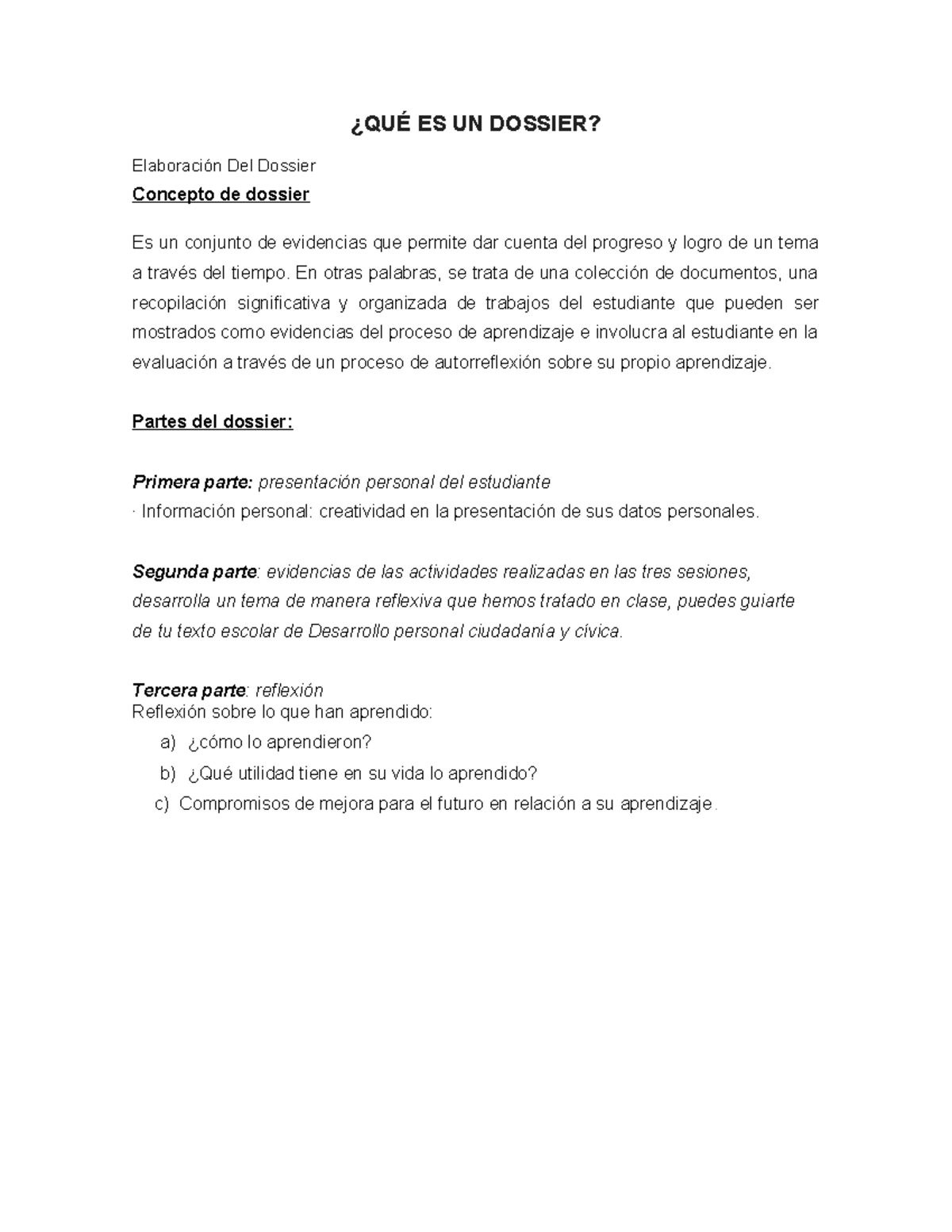 QUE ES UN Dossier - gdfhgsdfgh - ¿QUÉ ES UN DOSSIER? Elaboración Del ...