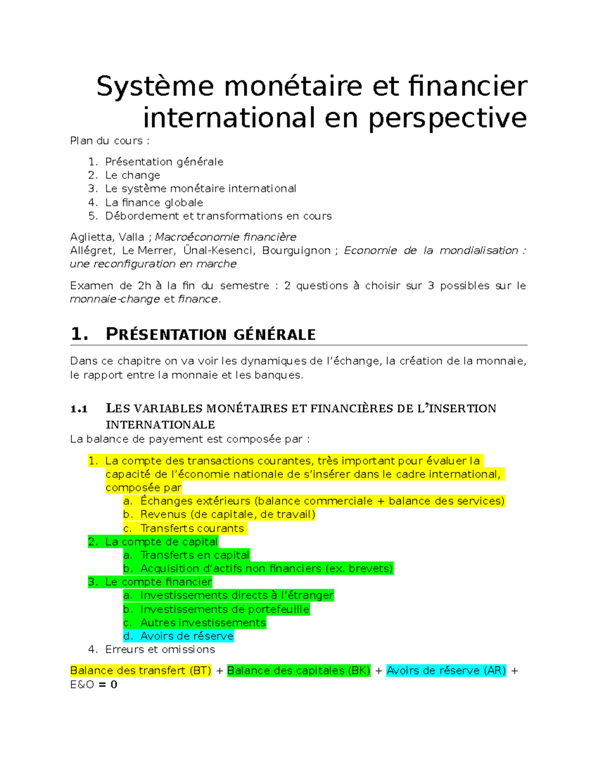 Système monétaire et financier internationale - Système monétaire et ...