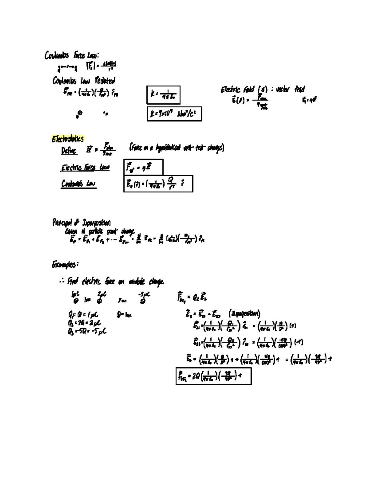 Lecture Notes - Physics 121 - Unit 1, Unit 2, Unit 3, Unit 4 - Coulombs ...