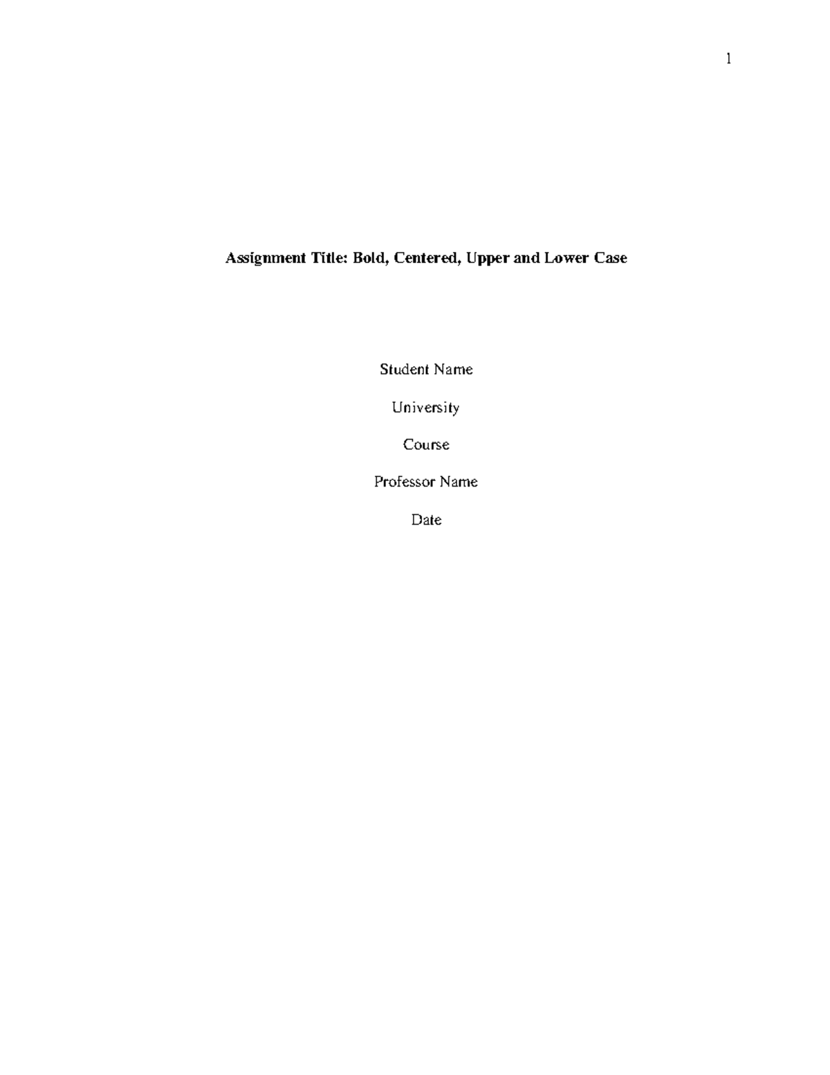 APA 7th edition paper outline - Assignment Title: Bold, Centered, Upper ...