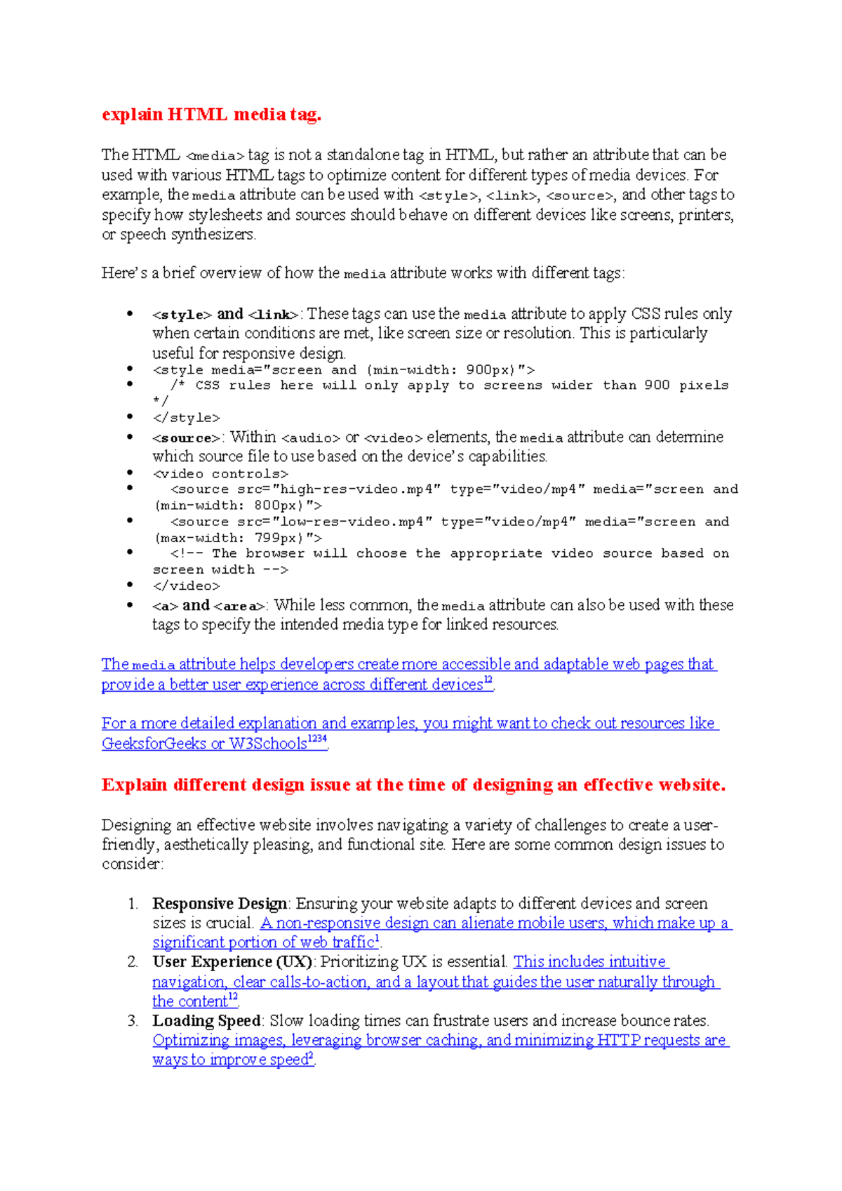 Wp imp material - explain HTML media tag. The HTML tag is not a ...
