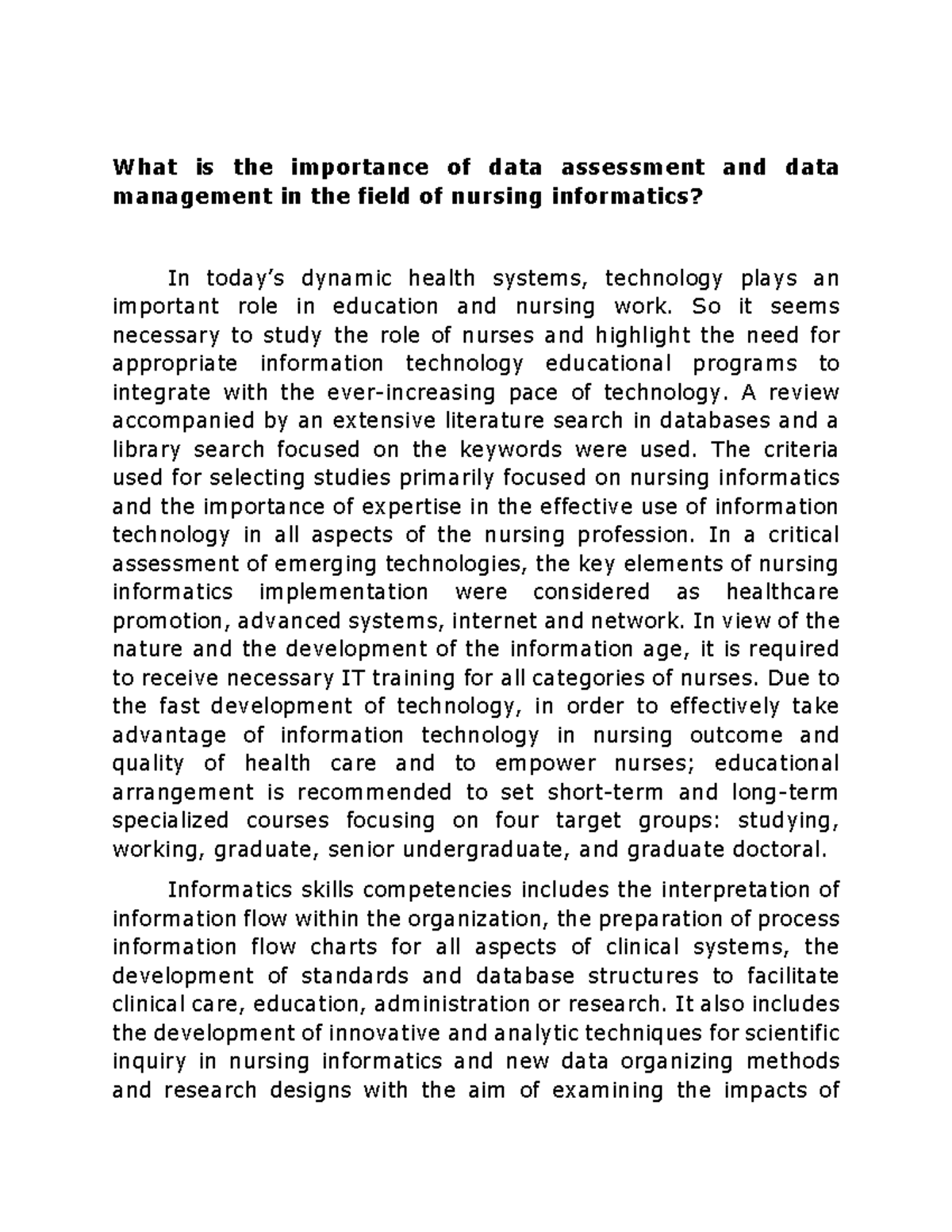 Data Assessment and Data Management - What is the importance of data assessment and data ...