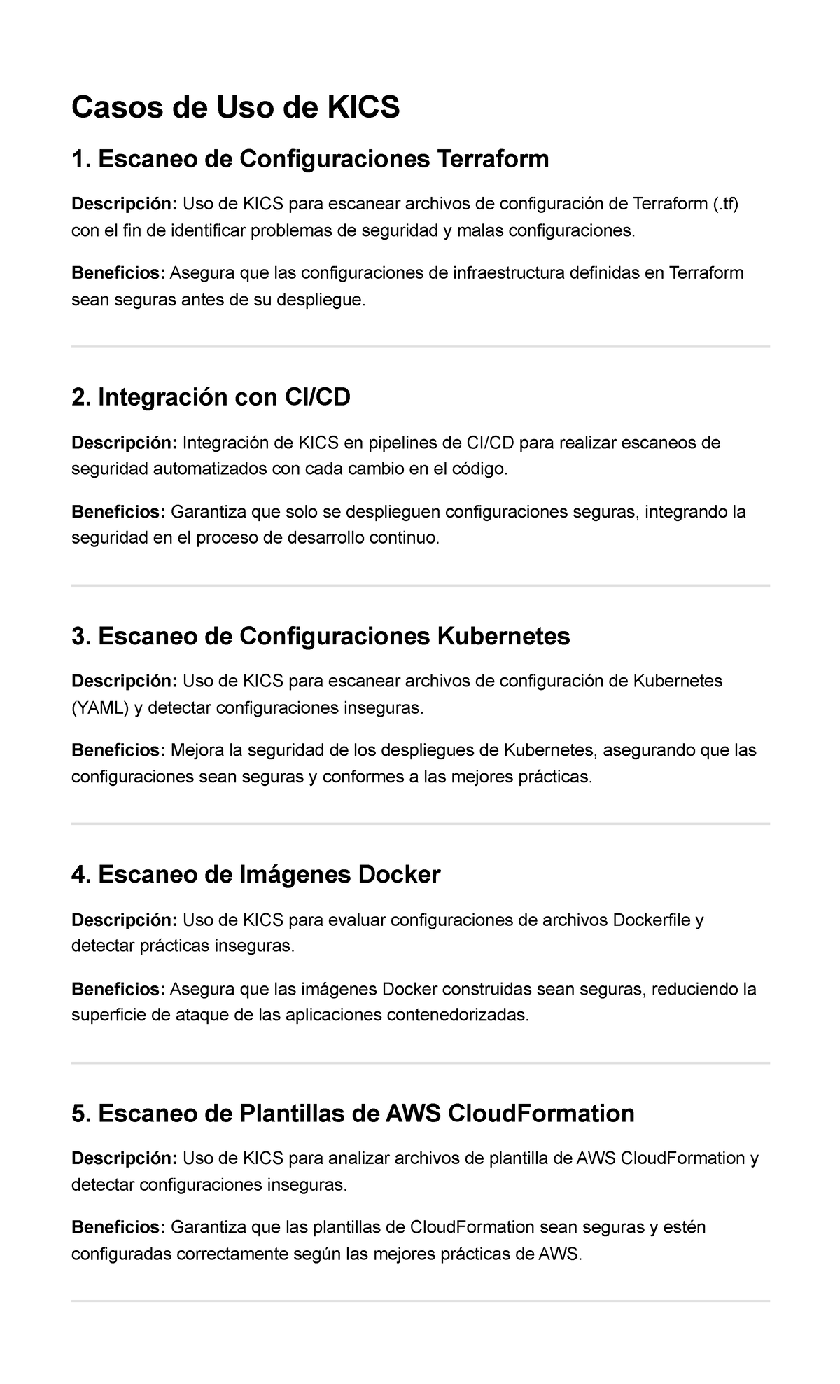 Casos de Uso de KICS - Escaneo de Configuraciones Terraform Descripción ...