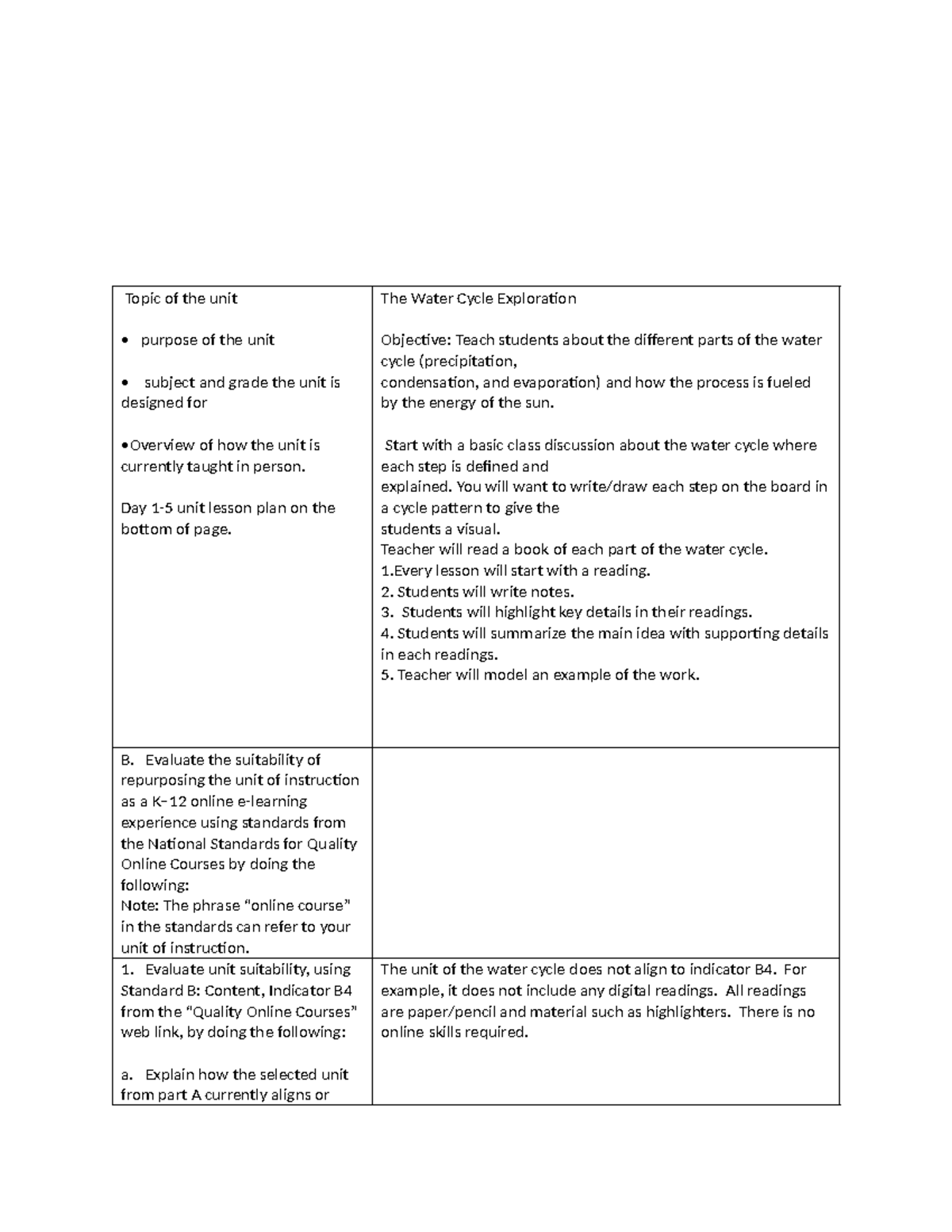 D296 Task2 - Task 2 - Topic of the unit • purpose of the unit • subject ...