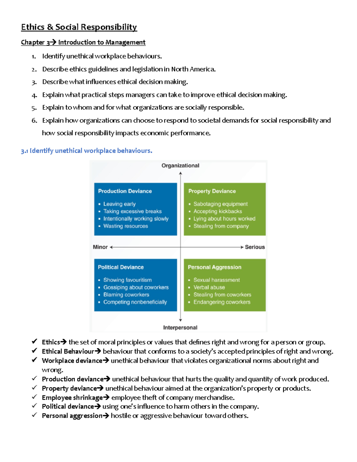 Intro to Management - Chapter 5 - Ethics & Social Responsibility ...