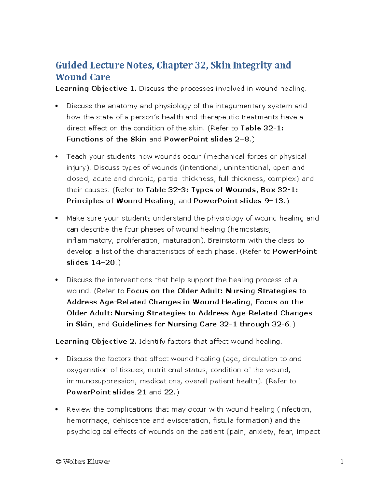 Skin Integrity and Wound Care Lecture Notes - Studocu