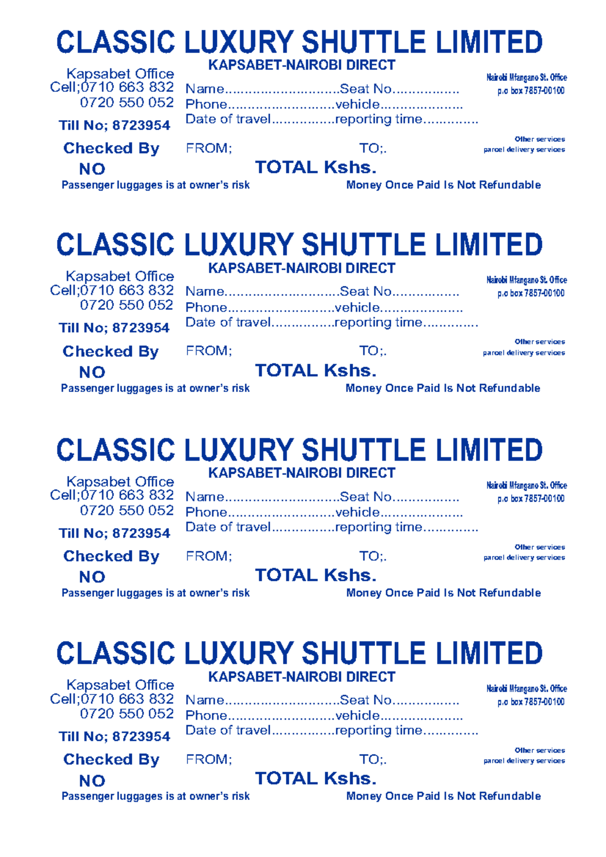 Classic Shuttle Plate - GOOD - CLASSIC LUXURY SHUTTLE LIMITED KAPSABET ...