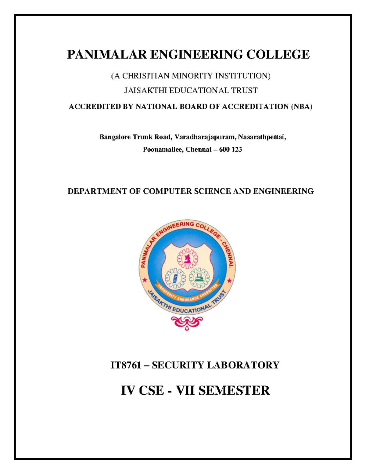 IT8761 - Security Lab Record - (A CHRISITIAN MINORITY INSTITUTION ...