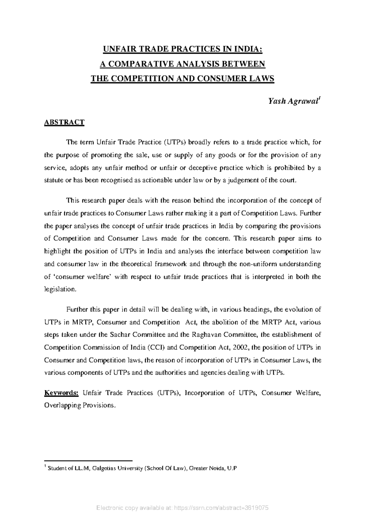 Unfair trade practices - UNFAIR TRADE PRACTICES IN INDIA: A COMPARATIVE ...