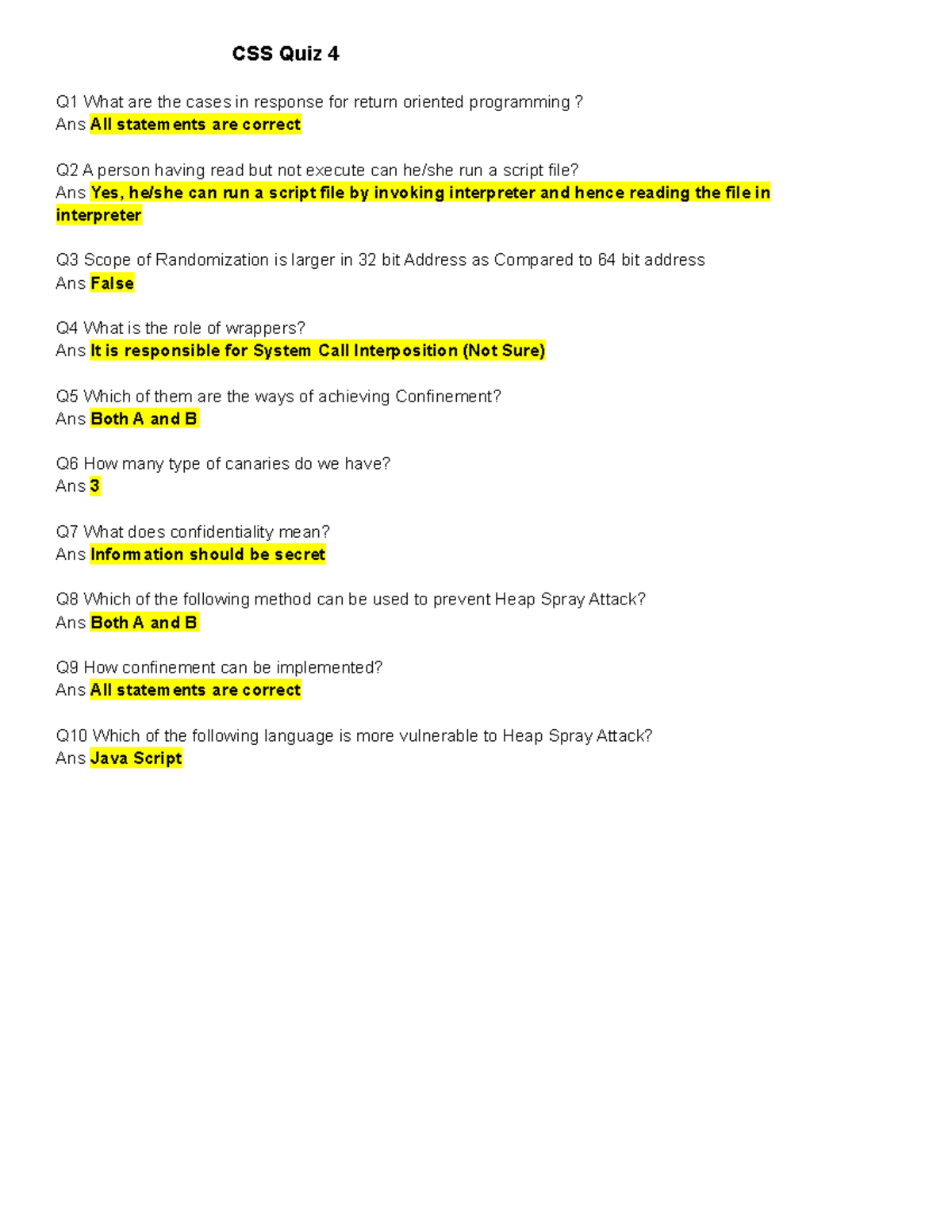 Css Quiz 4 Answers Hghk Css Quiz 4 Q1 What Are The Cases In Response For Return Oriented