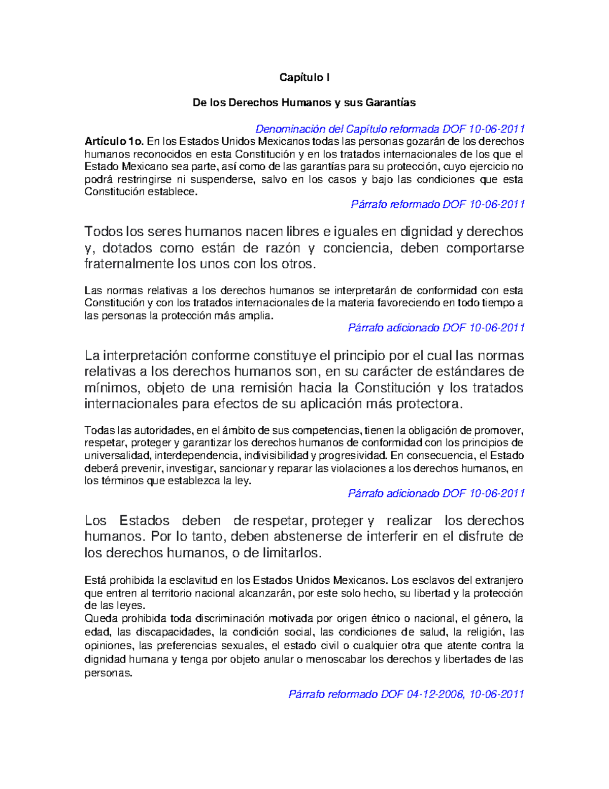Articulos - hgdgg - Capítulo I De los Derechos Humanos y sus Garantías ...