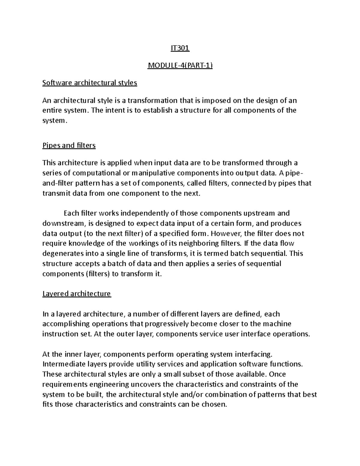 Software architectural styles - IT MODULE-4(PART-1) Software ...