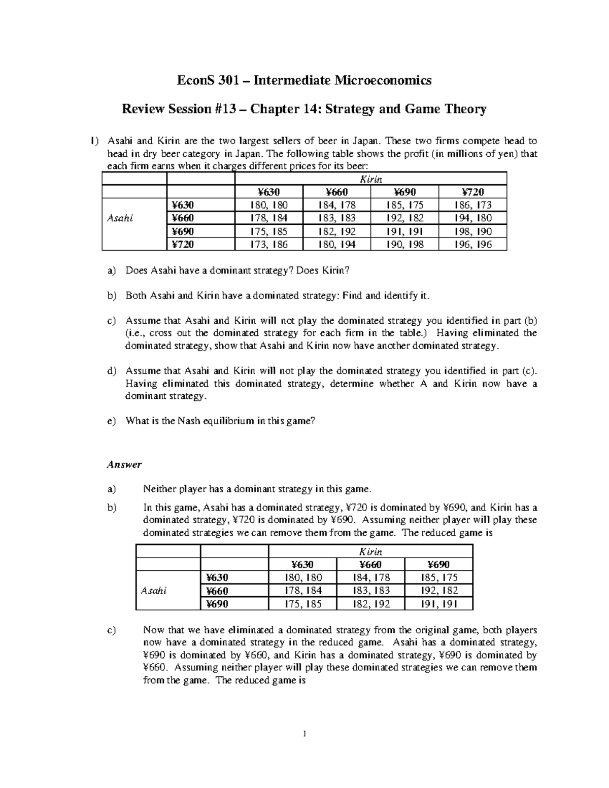 Review Session 13 fall 2016 key - EconS 301 Intermediate Microeconomics Review Session Chapter ...