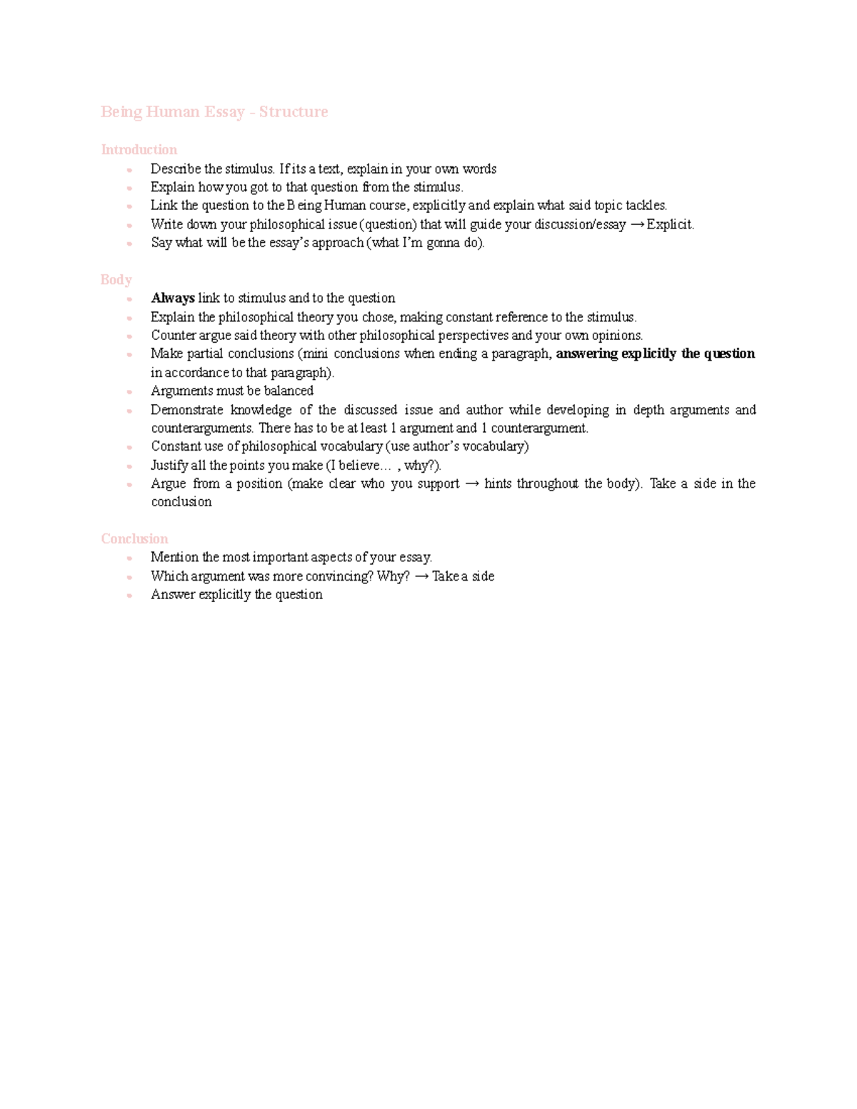 Being Human - Exam Summary - Being Human Essay - Structure Introduction ...