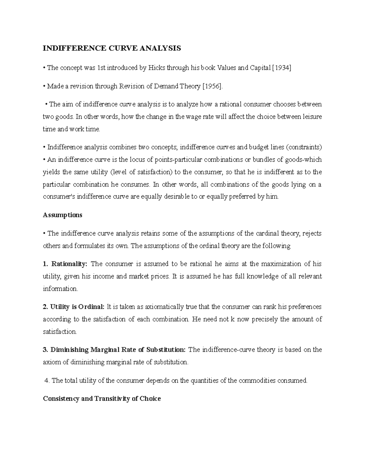 Indifference Curve Analysis - INDIFFERENCE CURVE ANALYSIS The concept ...