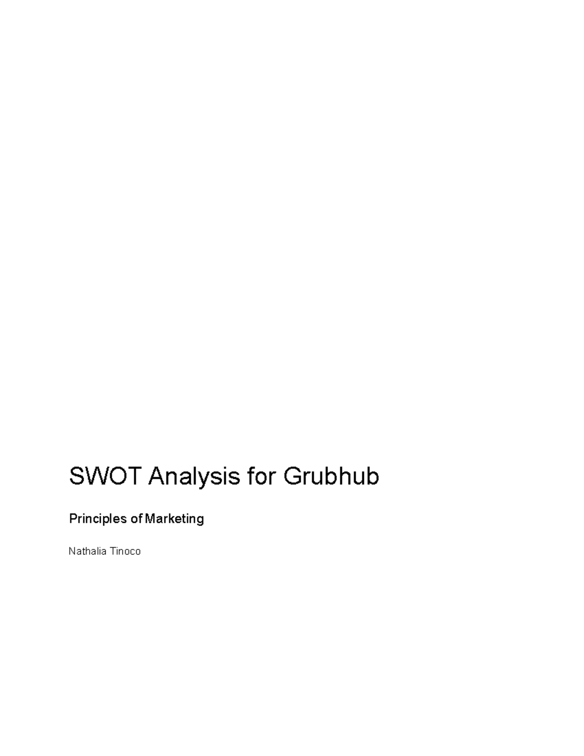 Nathalia - SWOT Analysis for Grubhub - SWOT Analysis for Grubhub ...