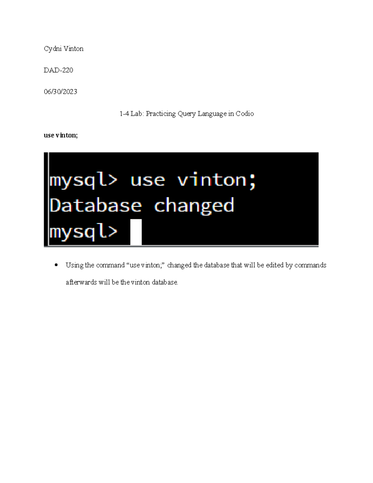1 4 Lab Practicing Query Language In Codio Cydni Vinton Dad 0630 1 4 Lab Practicing Query 8605
