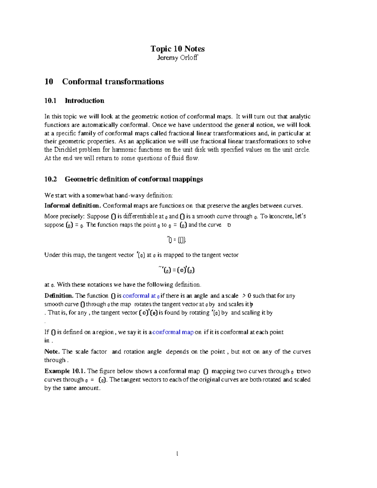 Conformal Transformations It Will Turn Out That Analytic Functions