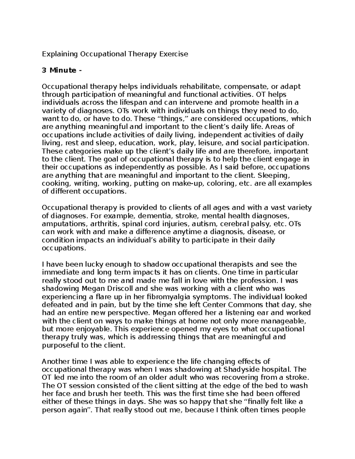 What is OT - What is OT assignment - Explaining Occupational Therapy ...