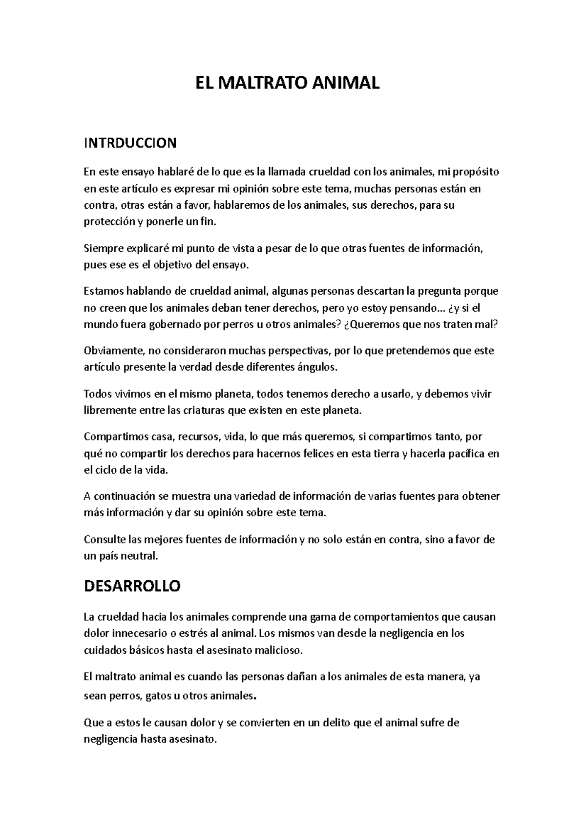 EL Maltrato Animal - QUE LES SIRVA - EL MALTRATO ANIMAL INTRDUCCION En ...