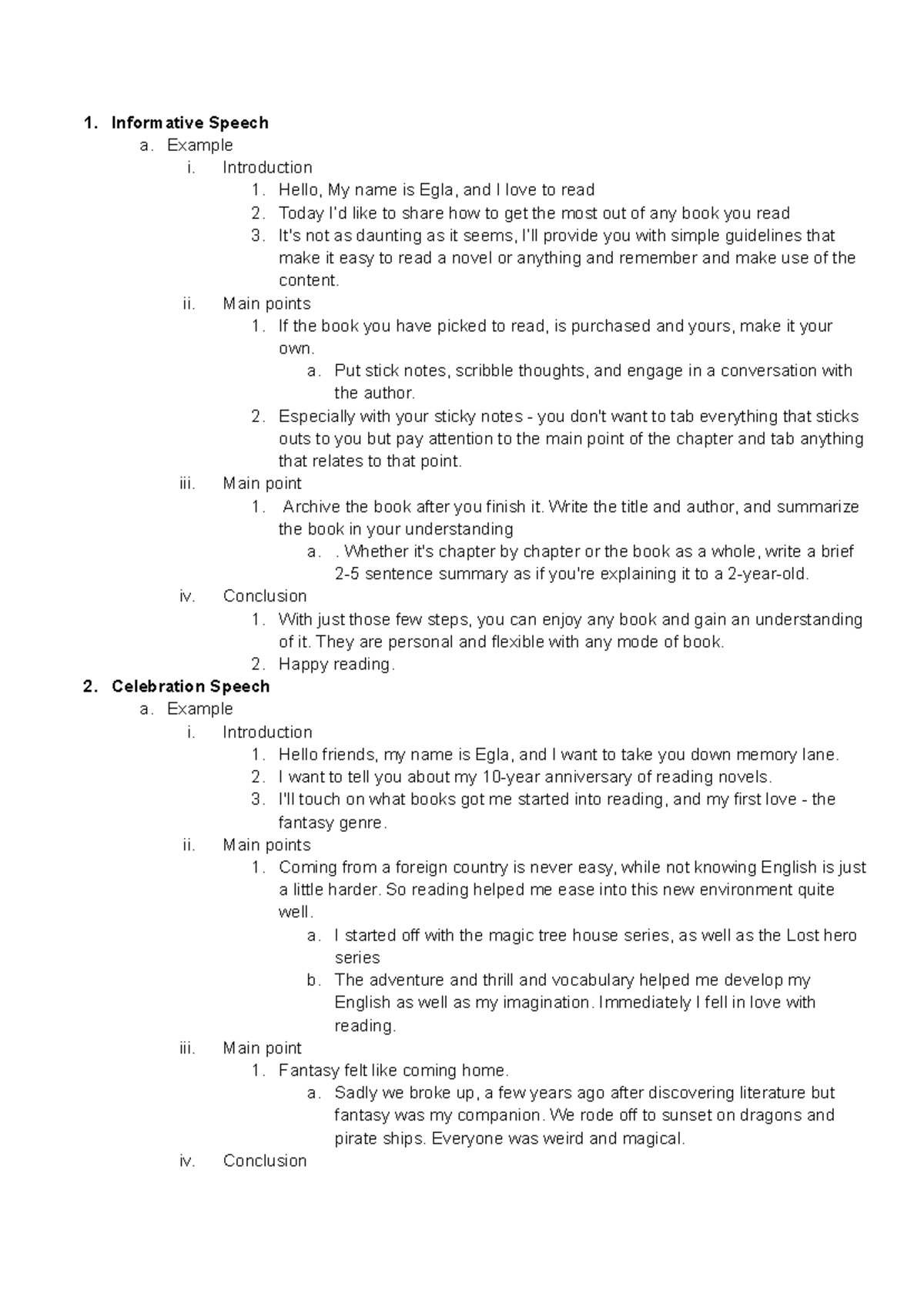 Notes - Google Docs - Informative Speech a. Example i. Introduction 1 ...