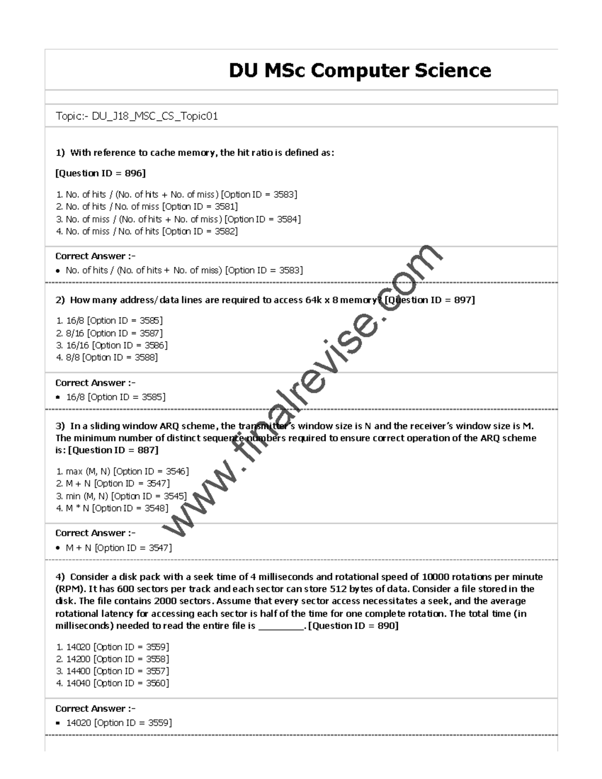 DU MSc Computer Science with answer 2018 - 1) 2) 3) 4) DU MSc Computer ...