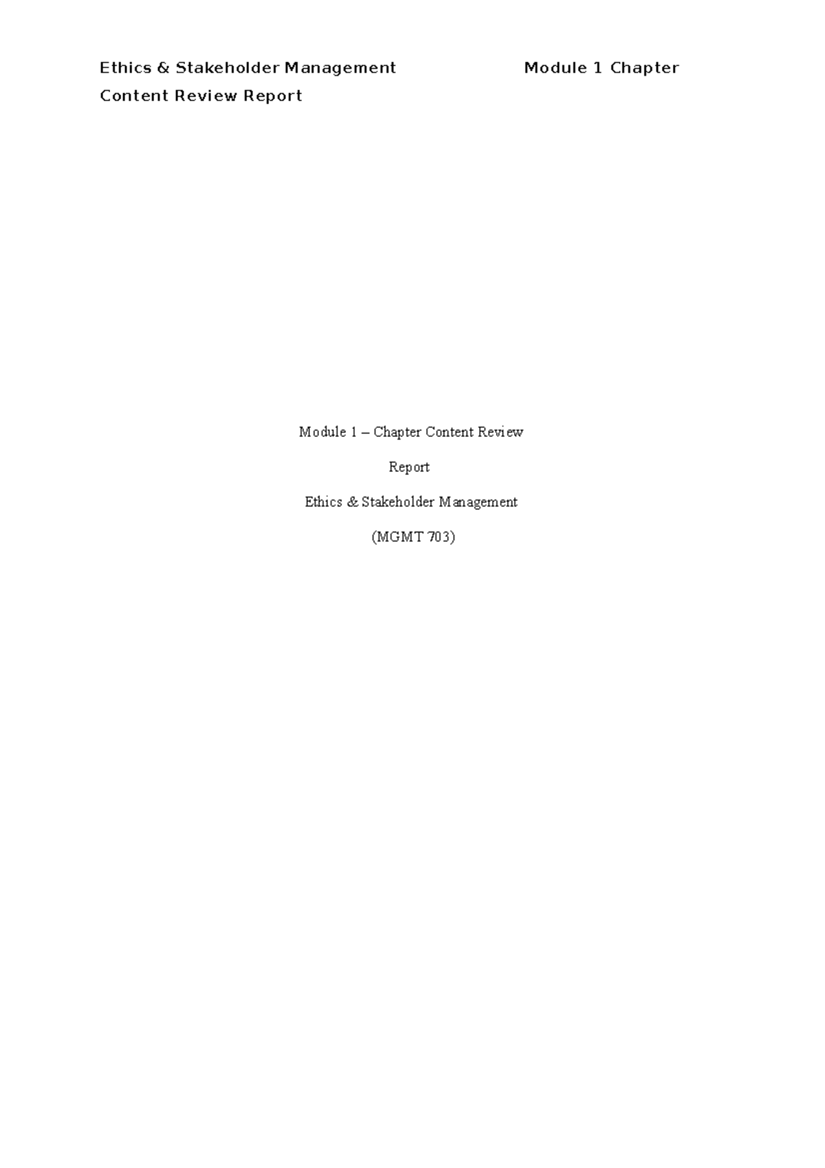 Module 1 Content Review Report Unilever - Content Review Report Module ...