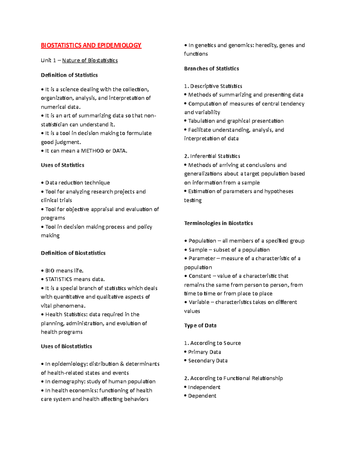Biostat And Epidemiology-prelim-reviewer - BIOSTATISTICS AND ...