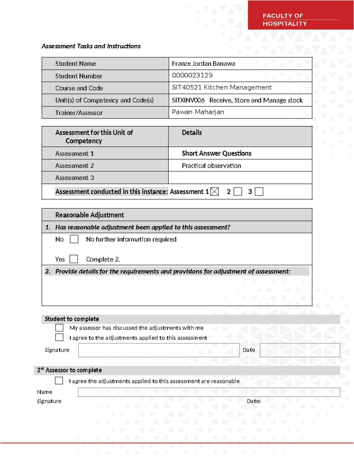 Short Answer Questions Sitxinv 006 - Assessment Tasks and Instructions ...