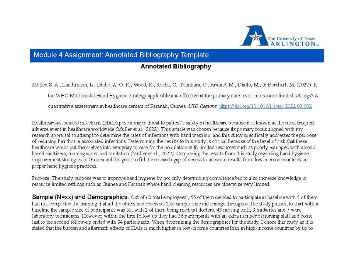Module 4 ROL Annotated Bibliography Template rev 062722 - Annotated Bibliography Müller, S. A ...