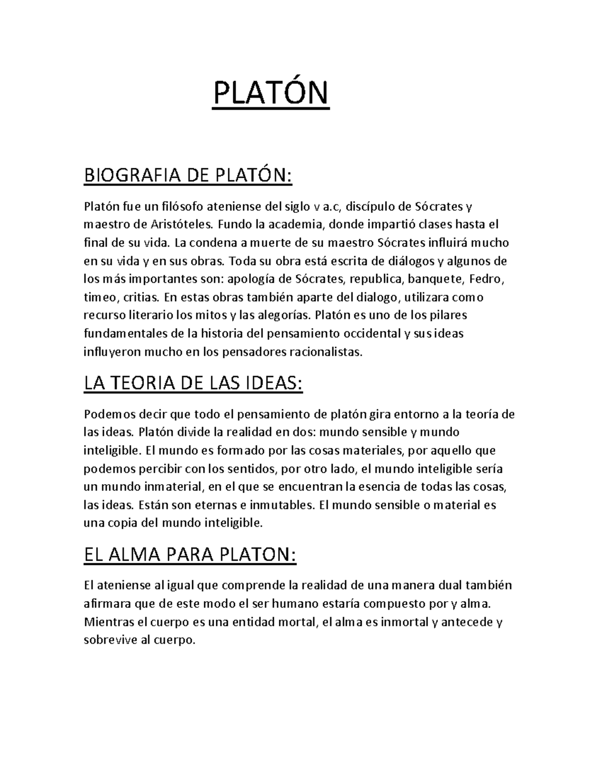Platón - platon - PLATÓN BIOGRAFIA DE PLATÓN: Platón fue un filósofo ...