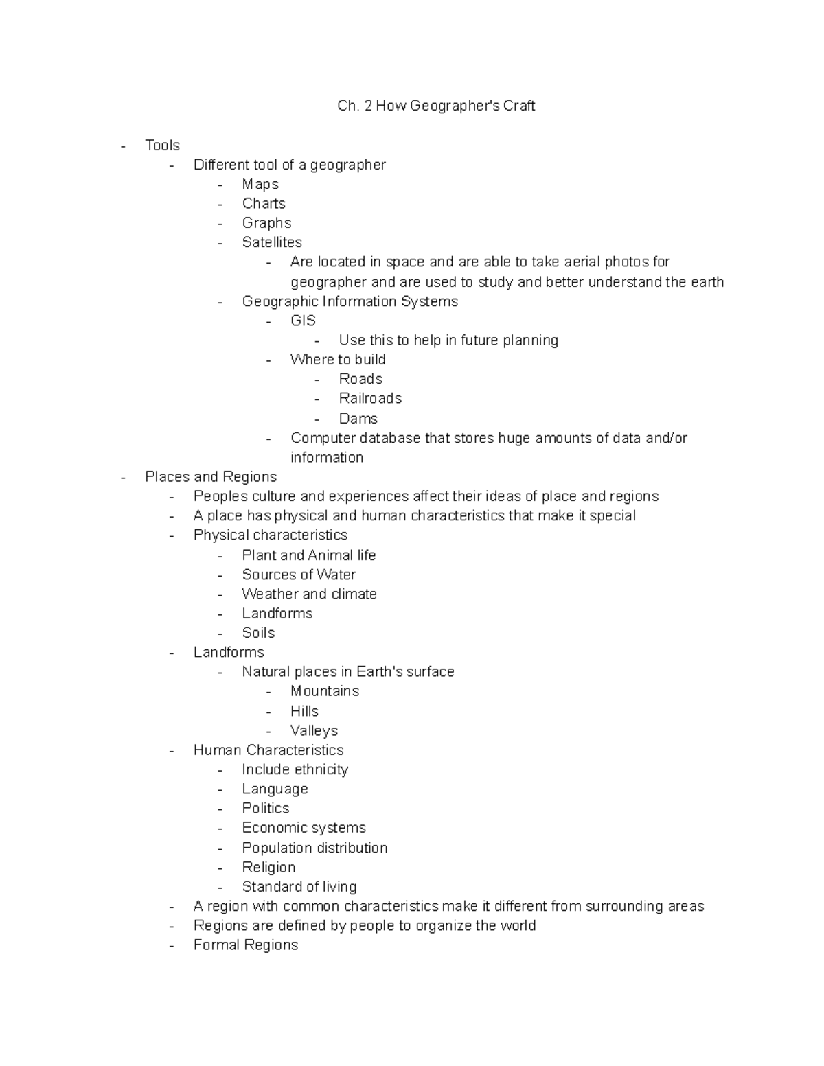 Ch. 1 How Geographers Craft - Ch. 2 How Geographer's Craft Tools ...