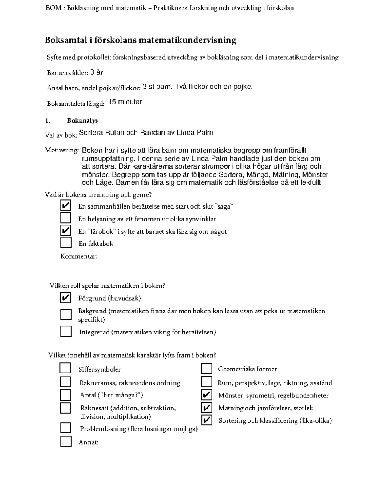 Protokoll BOM 2024 - Boksamtal i förskolans matematikundervisning Syfte ...