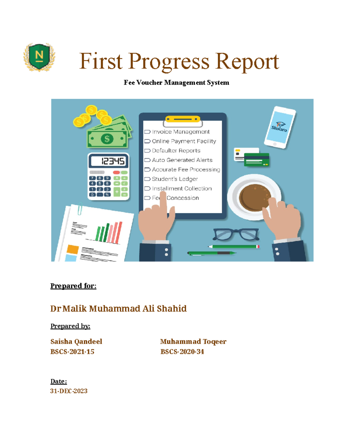 software design for fee management system - First Progress Report Fee ...