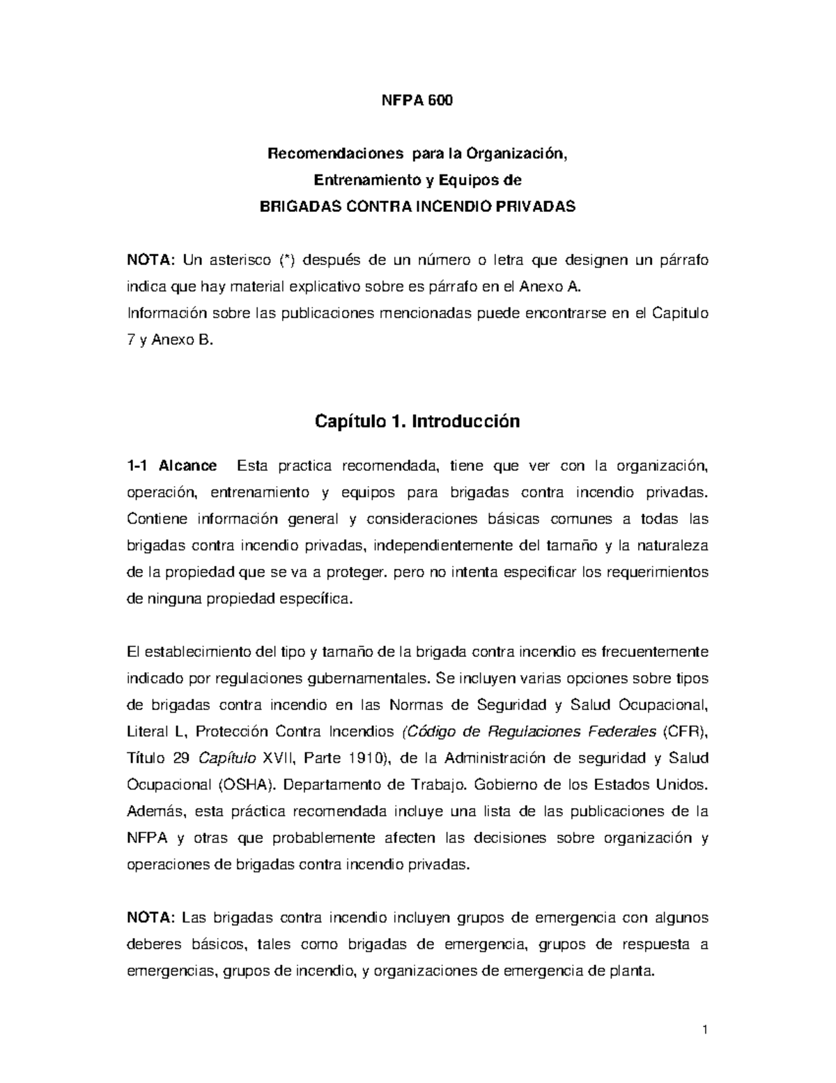 NFPA 600 Brigadas Contra Incendio Privadas - NFPA 600 Recomendaciones ...