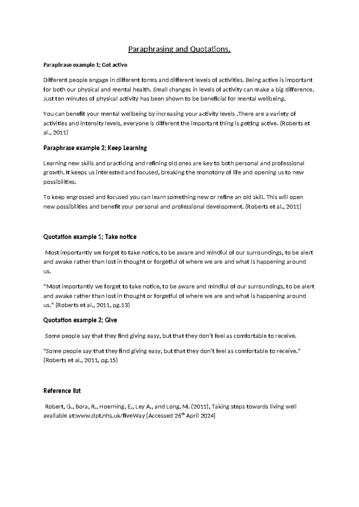 Paraphrasing and Quotations - Paraphrase example 1; Get active ...