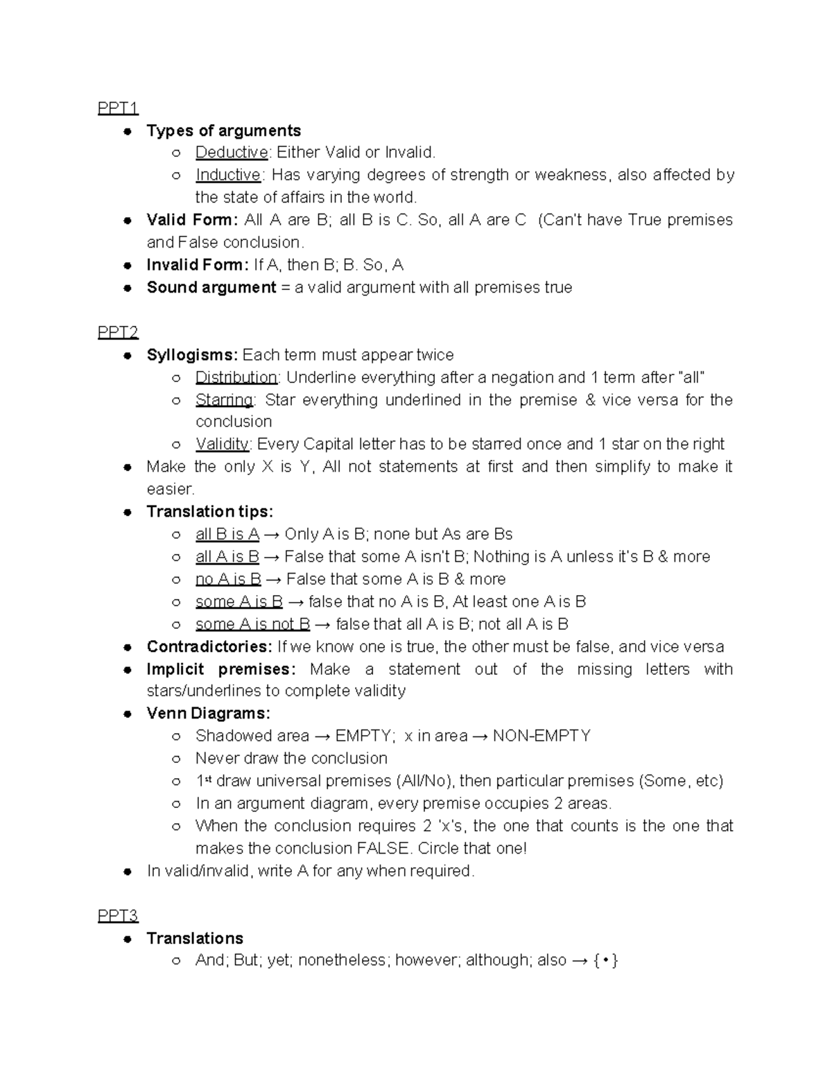 PHIL2001 Short notes - Summary Introduction to Logic - PPT Types of ...
