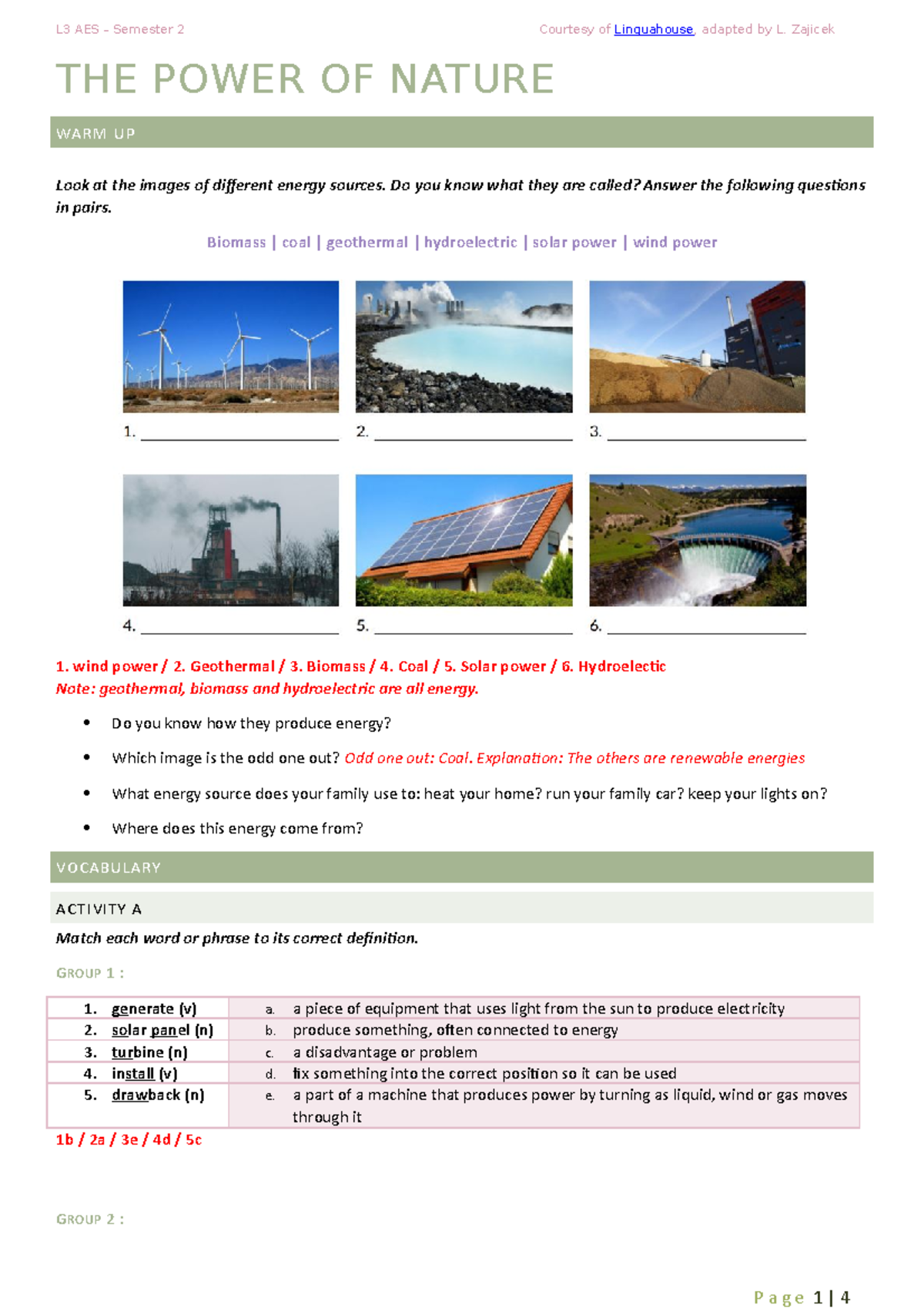 07 - The power of nature (answers TD02) - THE POWER OF NATURE WARM UP ...