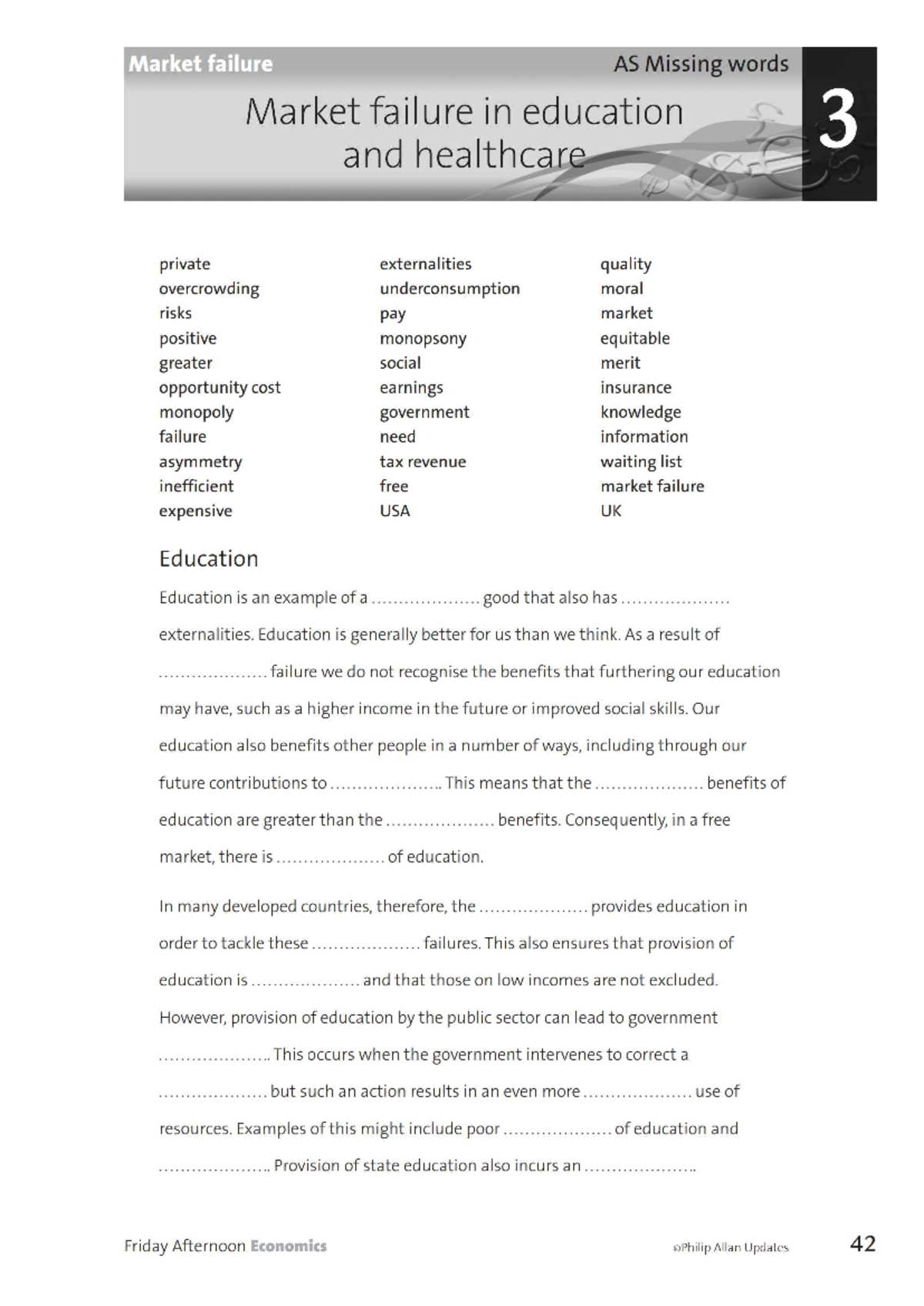 Market failure worksheet - Studocu
