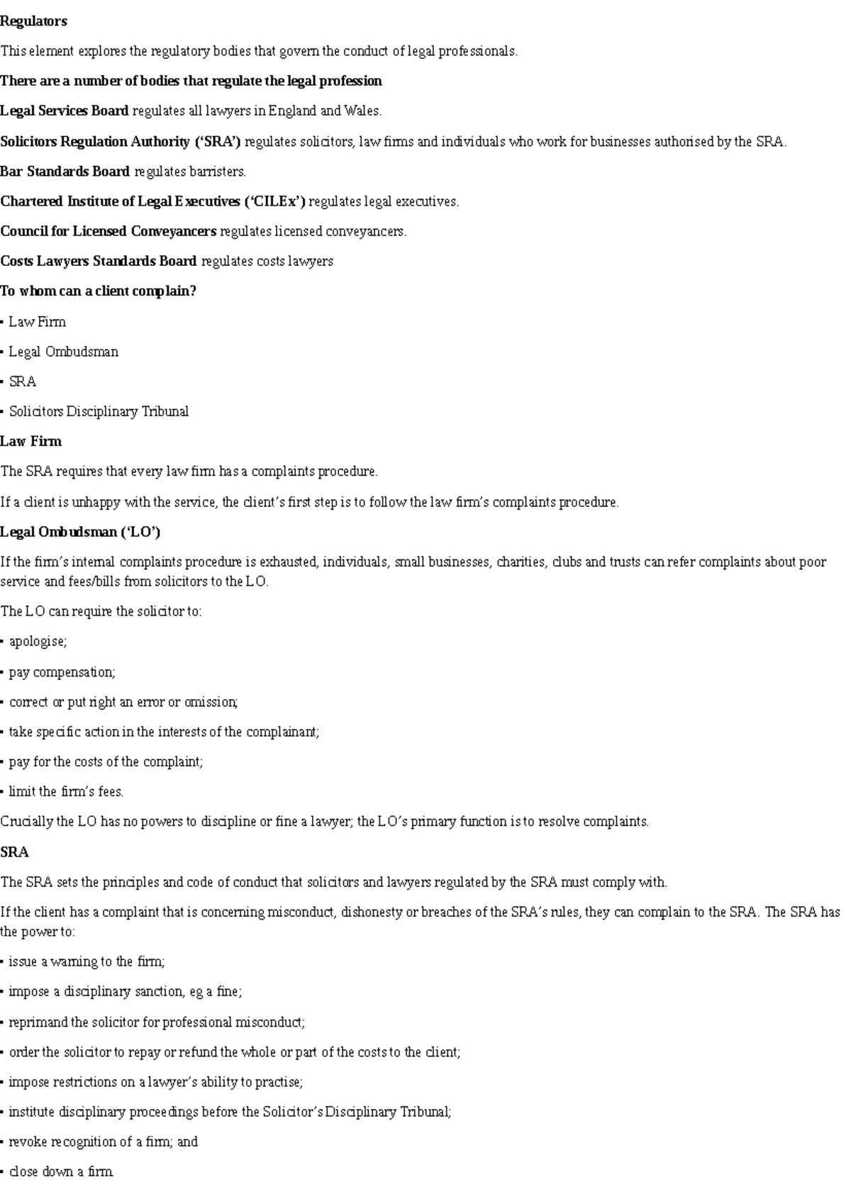 Regulators 2 - Regulators This element explores the regulatory bodies ...
