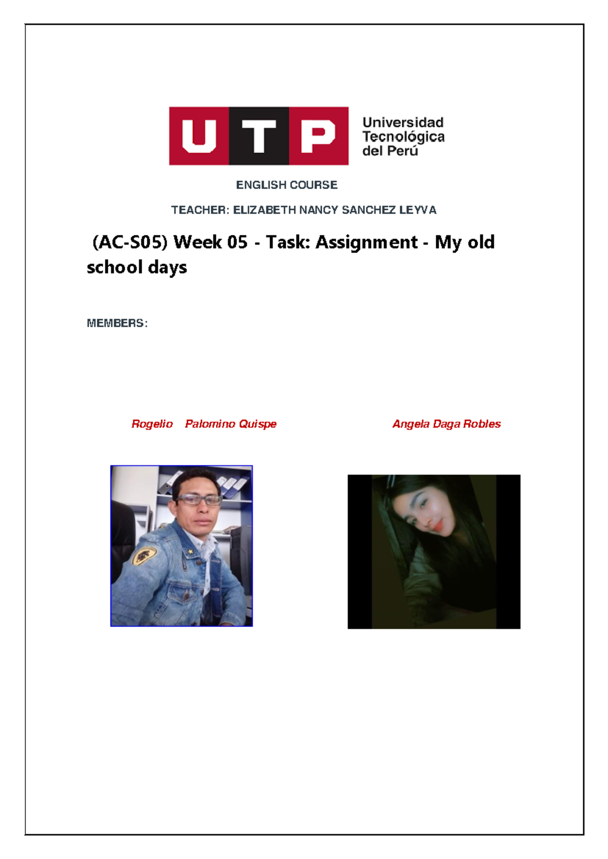 (AC-S05) Week 05 - Task Assignment - My old school days - Desarrollo personal - ENGLISH COURSE ...