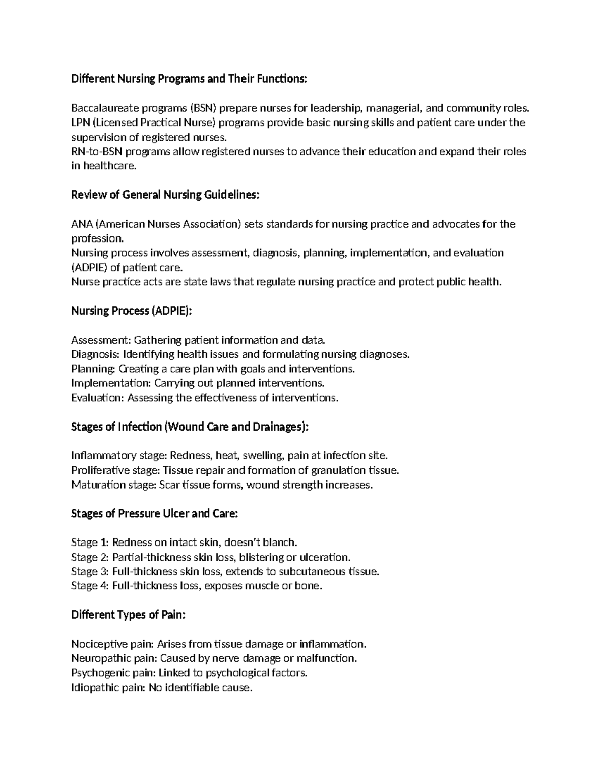 CM1 Final Study Guide - Different Nursing Programs and Their Functions ...